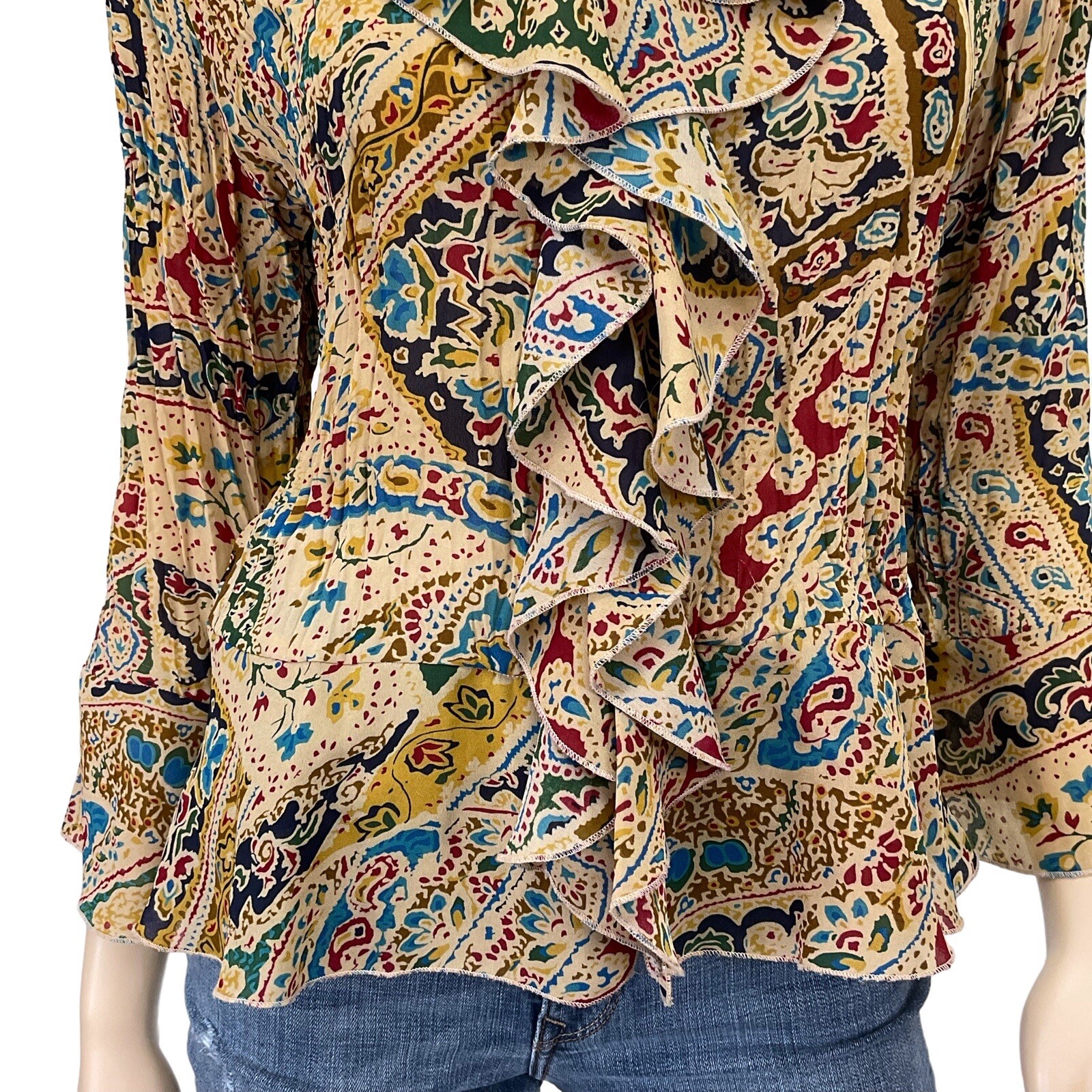 Michele Michelle Vintage Beige Multi Floral Button Do… - Gem