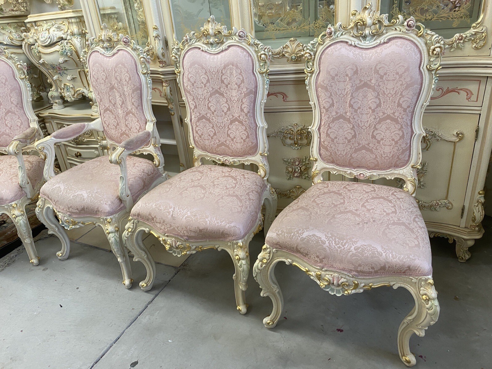Italian Silik Dining Room Table & Chairs Rococo Baroque French Christmas | eBay