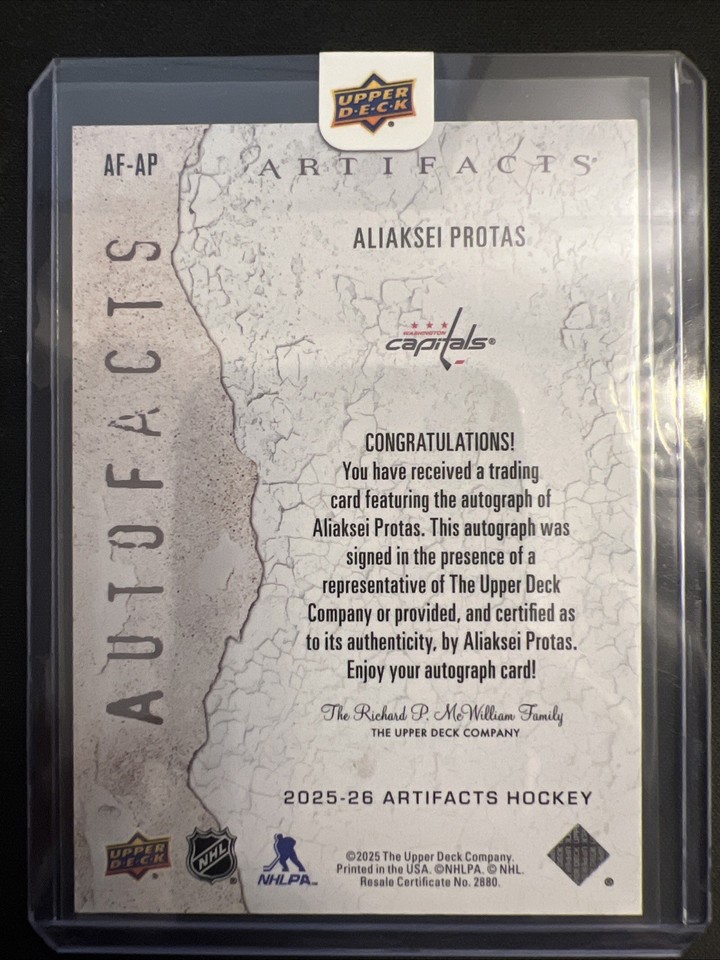 2025-26 Upper Deck Artifacts - Autofacts Aliaksei Protas Auto #AF-AP UD ...