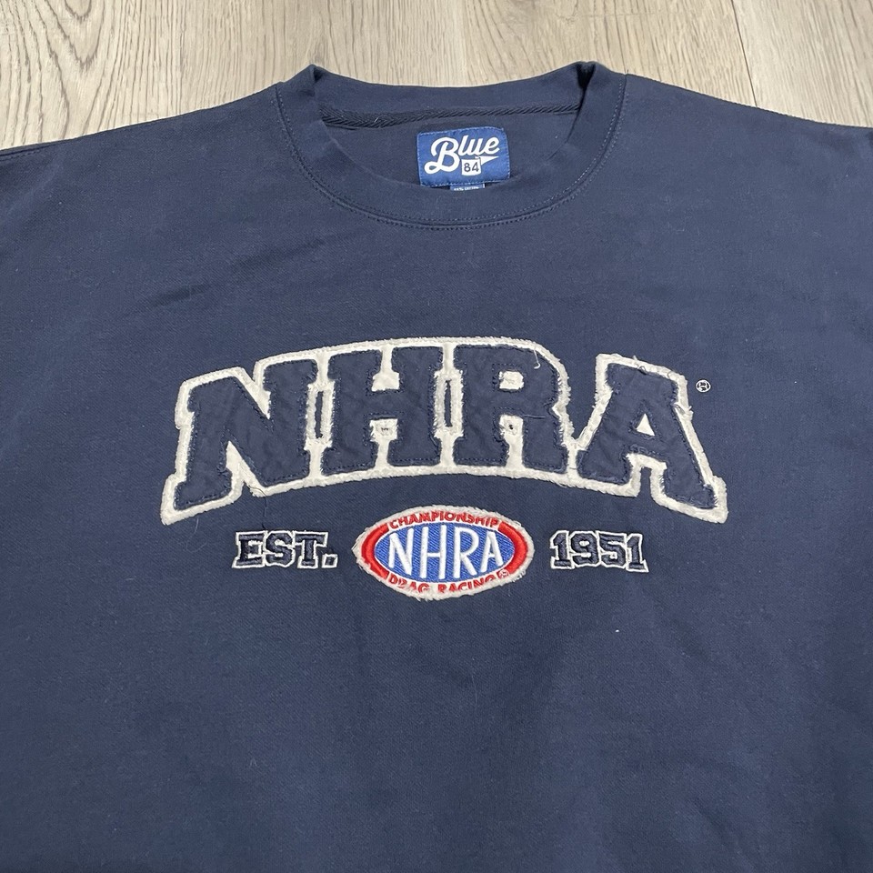 NHRA Sweatshirt Adult XL Extra Large Navy Blue Crewneck Pullover Racing ...