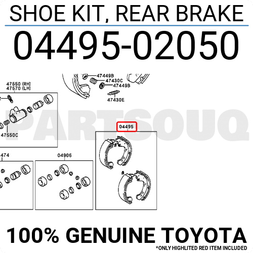 0449502050 Genuine Toyota SHOE KIT, REAR BRAKE 04495-02050 | eBay