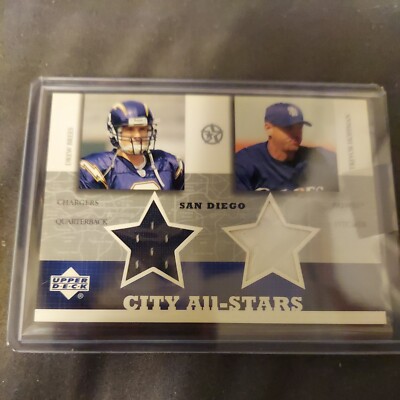 2003 U.D. SUPERSTARS DREW BREES & TREVOR HOFFMAN DUAL Game Used JERSEY ...