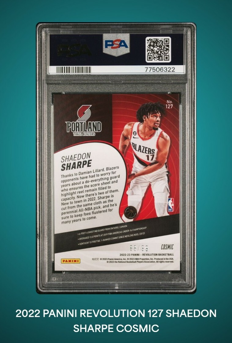 2022-23 Panini Revolution Cosmic /99 Shaedon Sharpe #127 RC PSA 10 | eBay