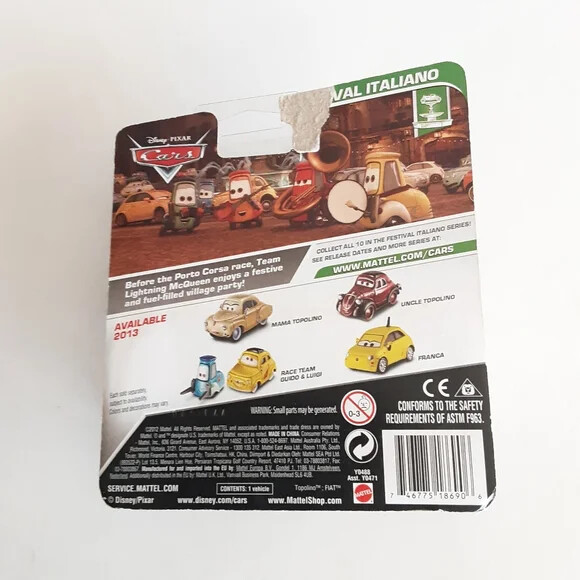 Disney Pixar Cars FRANCA Series 3 Festival Italiano 1:55 Scale Diecast ...