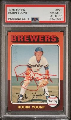 Robin Yount 1975 Topps ROOKIE AUTO #223 PSA 8 DNA 10 RED INK POP 1! | eBay