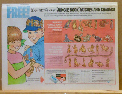 1966 Sunday comics ad for Kleenex Disney's The Jungle Book movie charms ...