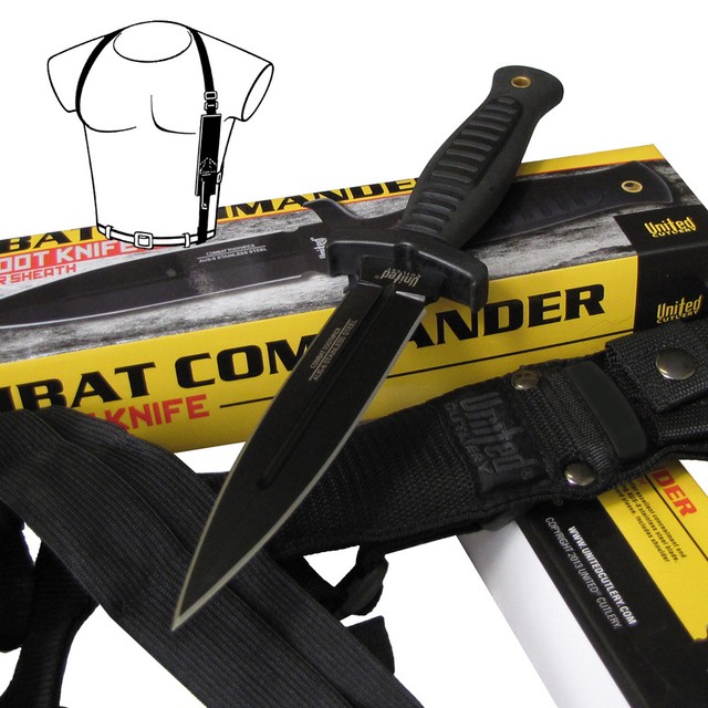 Combat Commander Tactical Boot Knife With Shoulder Harness Sheath ...