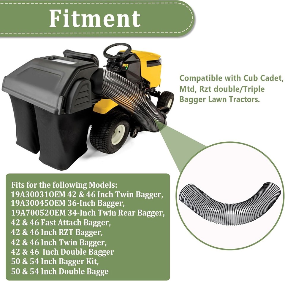 764-05082 Bagger Flex Hose For Mtd Cub Cadet Rzt Riding Mower 36" 42 ...