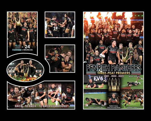New! Penrith Panthers 2023 Three-Peat Premiers framed, limited edition ...