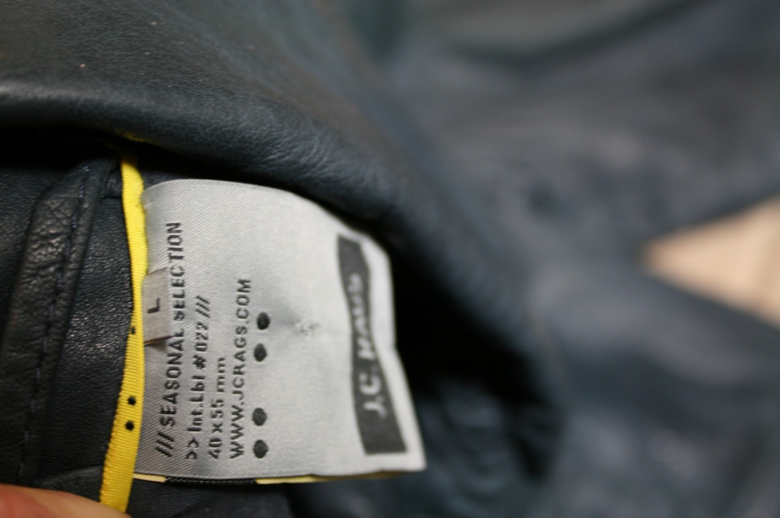 J.C. RAGS GENUINE BLUE Leather BIKER STYLE Jacket L FRONT ZIP PATCH ...