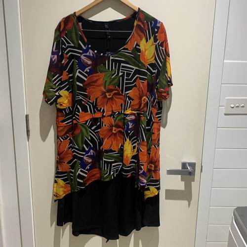 New Bnwt Ts Taking Shape MIDI Dress Size M Layered Orange Black Stretch Tunic | eBay