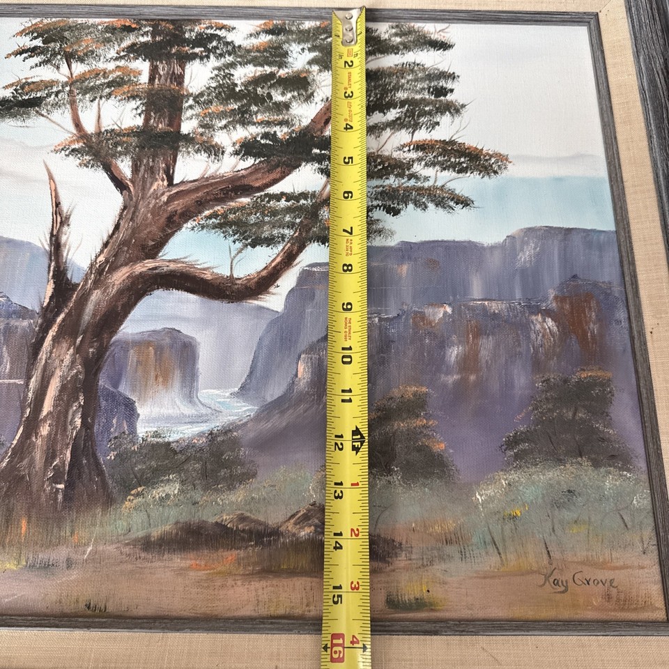 Kay Grove Original Oil Painting Vintage Landscape Canyon Waterfall ...