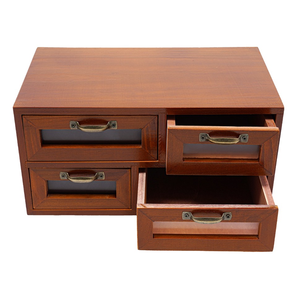 Brown Multi Drawer Storage Organizer Wooden Storage Box Desktop Drawer ...