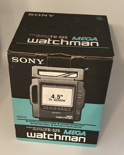 Vintage Sony Mega Watchman FD-525 4.5" TV Screen Black & White TV AM/FM ...