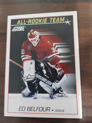 Ed Belfour Chicago Blackhawks 1991-92 Score American #348 ALL ROOKIE ...