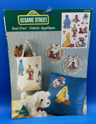 Sesame Street Sew Free Fabric Applique ~ 522 Pets Big Bird Ernie Elmo ...
