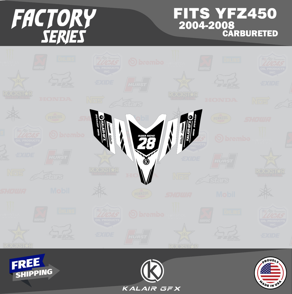 Graphics Kit for YAMAHA YFZ 450(2004-2008) CARB YFZ450 Factory -White ...