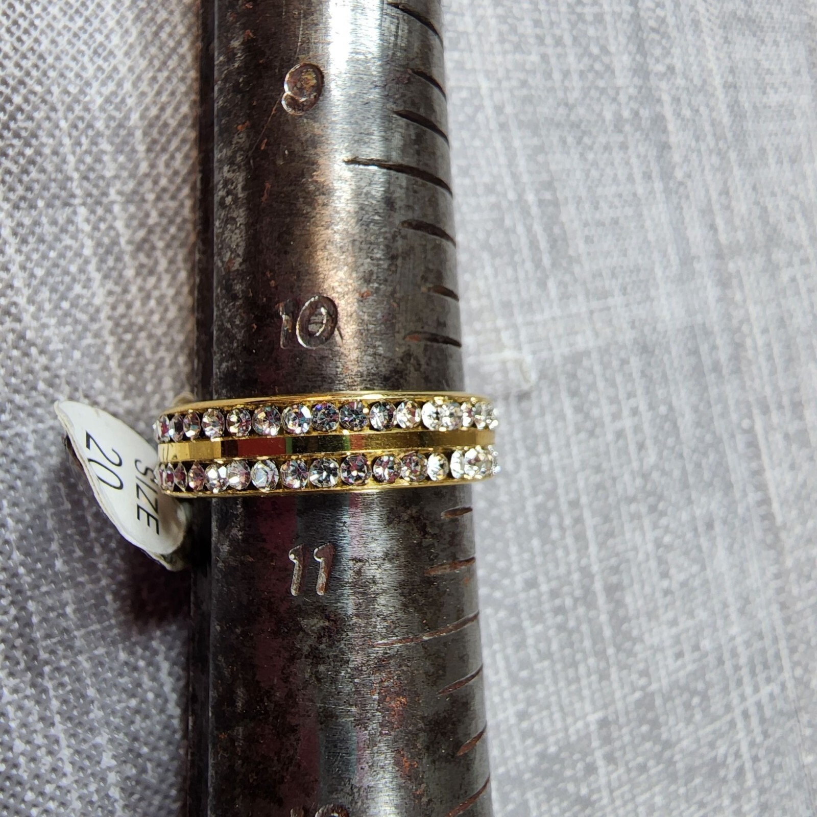 Gold Color Stainless Steele Ring Size 20 Euro Clear R… - Gem