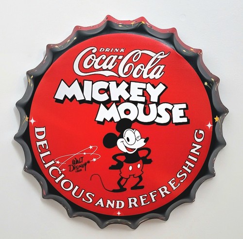 Super RARE Coke Coca Cola Soda MICKEY mouse HUGE bottle cap metal sign ...