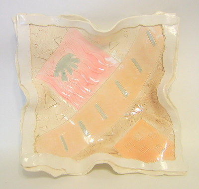 Abstract Hand Built Ceramic Plate Geometric Shapes Large | eBay