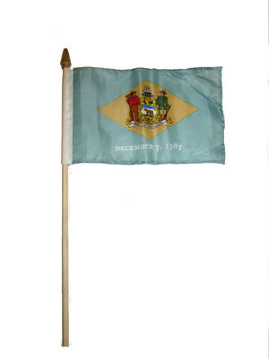 Wholesale Lot of 3 6x9 6"x9" State of Delaware Stick Flag wood Staff | eBay