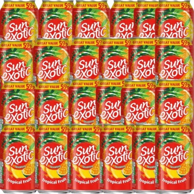 24 x Sun Exotic Sparkling Tropical Fruit 330ml Tropical Juice Summer ...