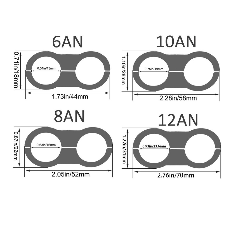 8/20/60/100pcs 6AN Hose Separator Clamp Bracket Adapter For 3/8" Fuel ...