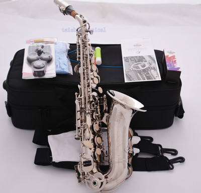 Professional TaiShan Silver nickel Curved Soprano Saxophone Bb High F# ...