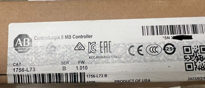New Sealed Allen Bradley 1756-L73 SER B ControlLogix 8MB Controller ...