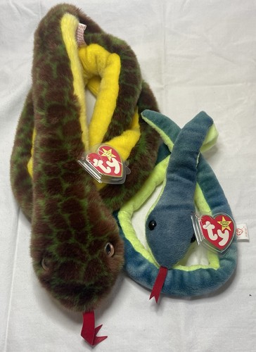 Ty Slither Snake Beanie Buddy 45 Inches Long and Beanie Baby Hissy W ...
