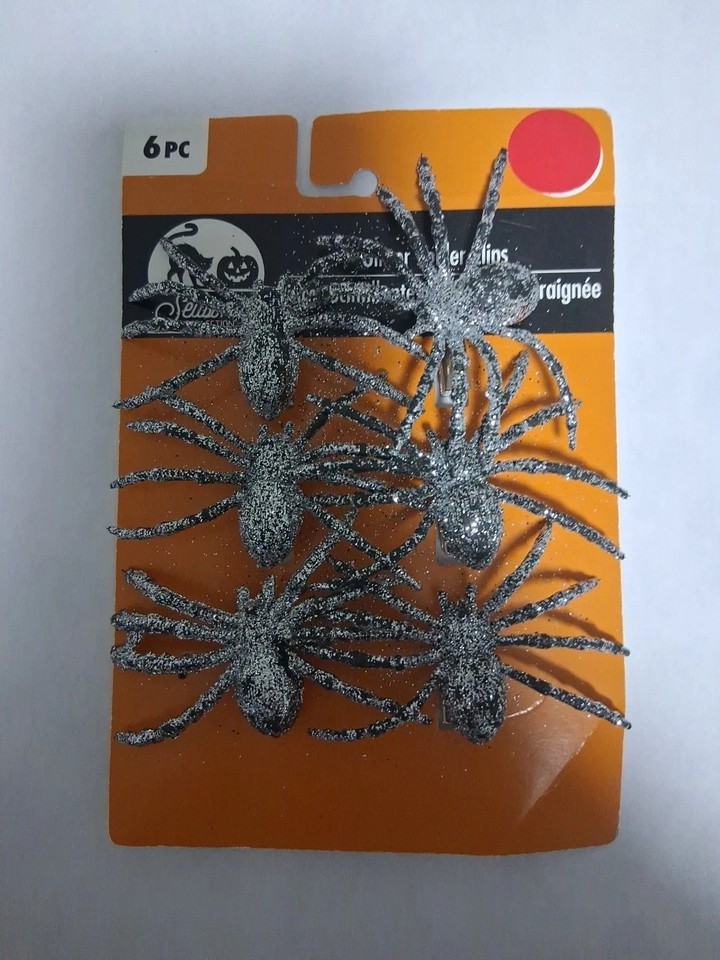 Glitter Spider Clips Purple Silver And Black 3 Packs 6 Spiders Each ...