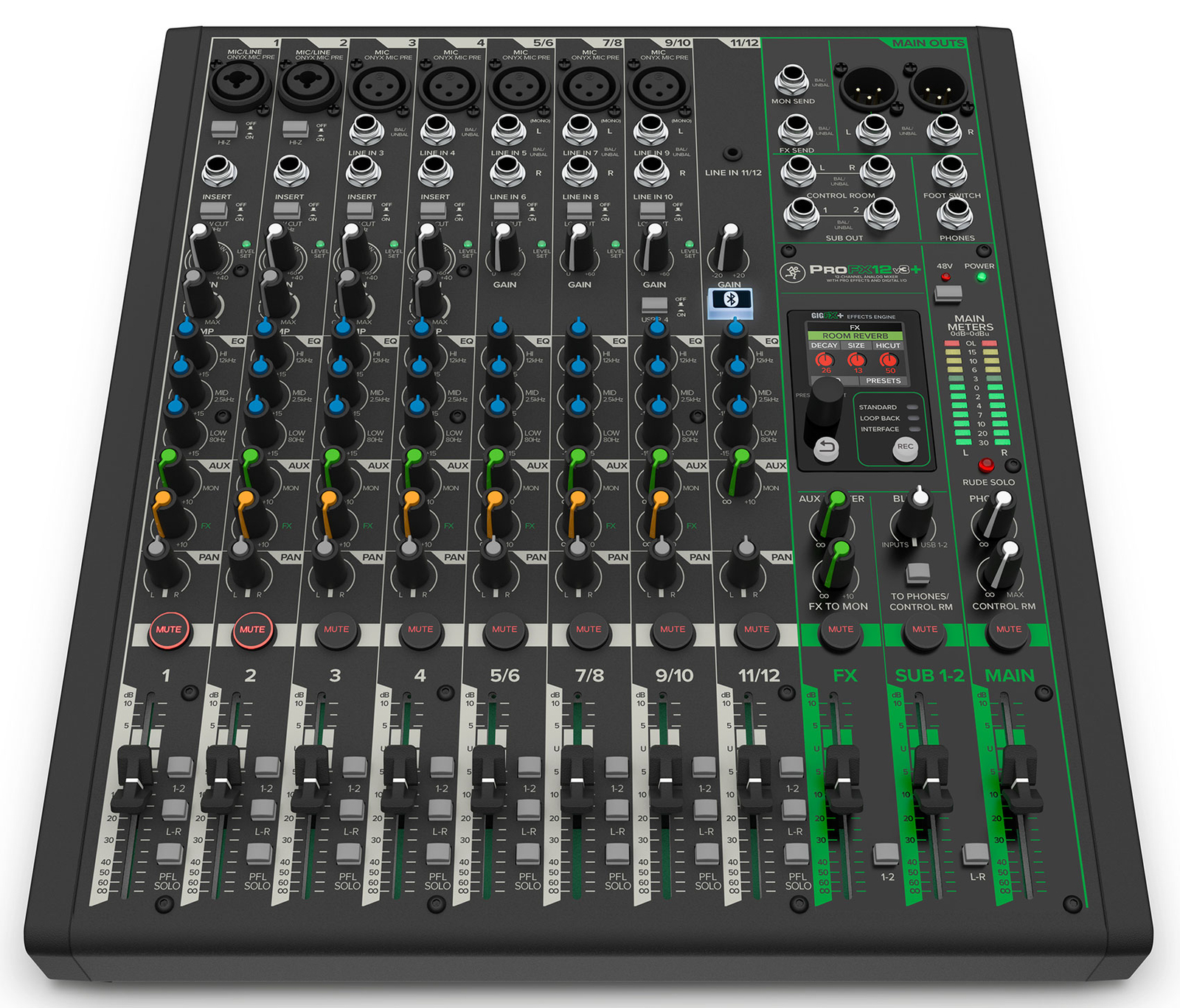Mackie ProFX12v3+ 12-Channel Pro Effects Mixer w/USB ProFX12 v3 + Power ...