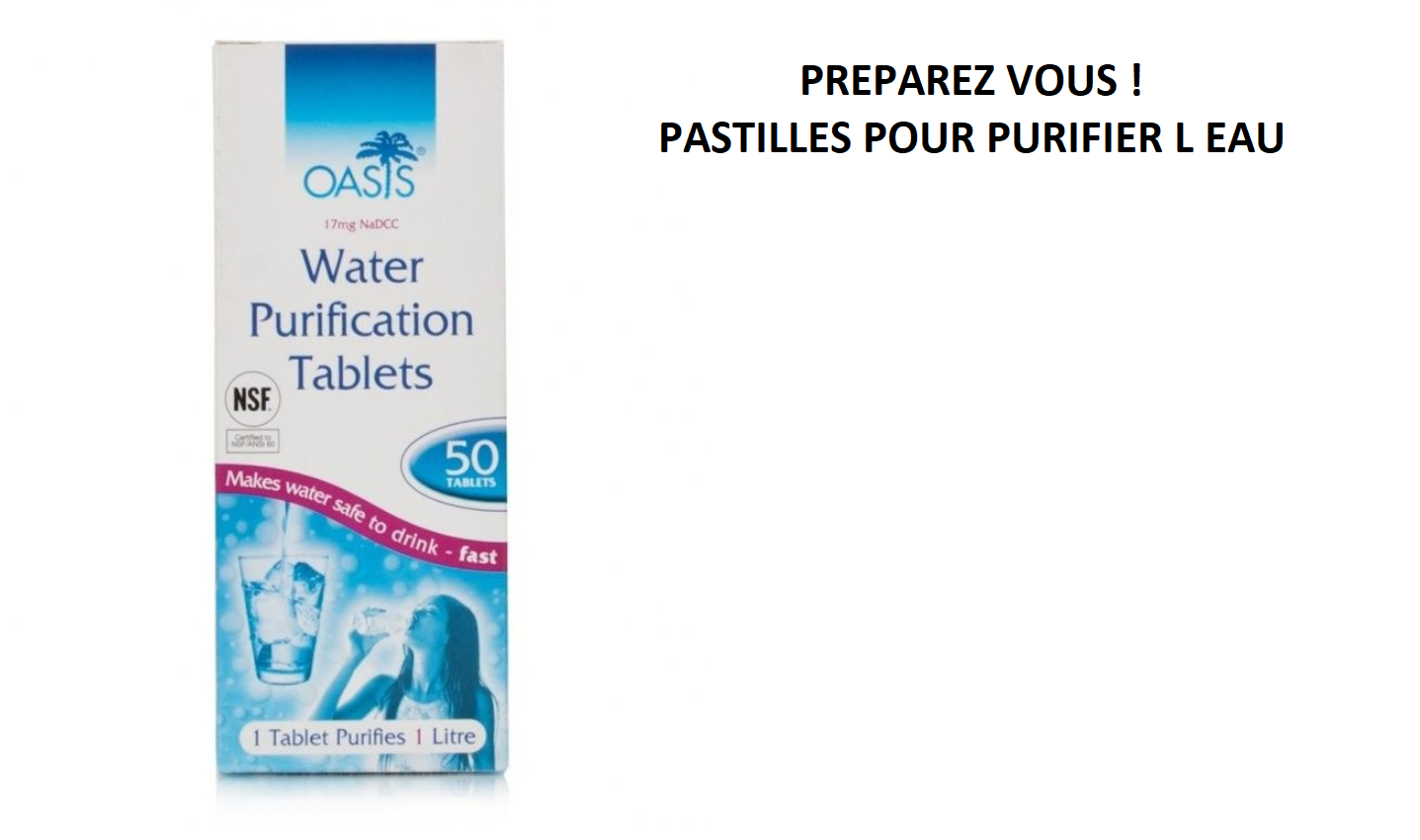 PASTILLE POUR PURIFIER L EAU ET LA BOIRE X 1 PREPAREZ VOUS ! | eBay