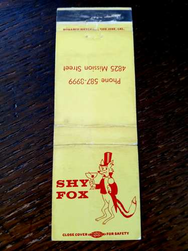 Vintage Matchbook: Shy Fox, San Francisco, CA | eBay