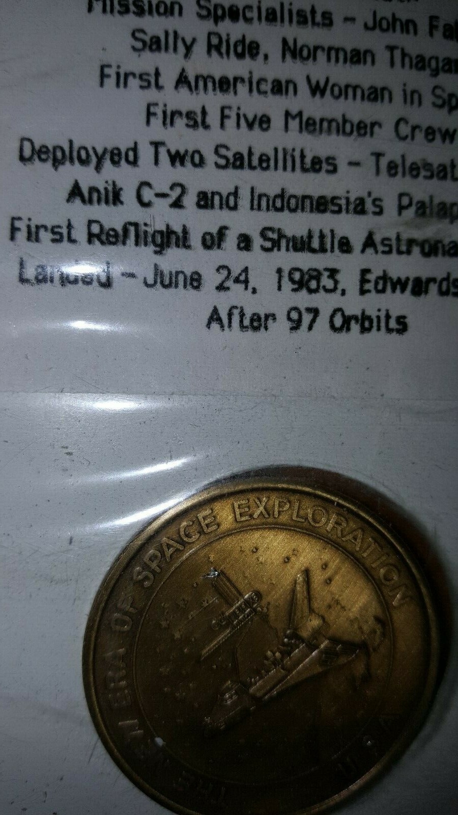 NASA Challenger Space Shuttle Crew Emblem Solid Bronze STS7 CHALLENGER ...