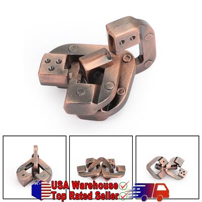 Vintage Alloy Puzzle Box Metal Lock Toys IQ Mind Brain Teaser Game ...