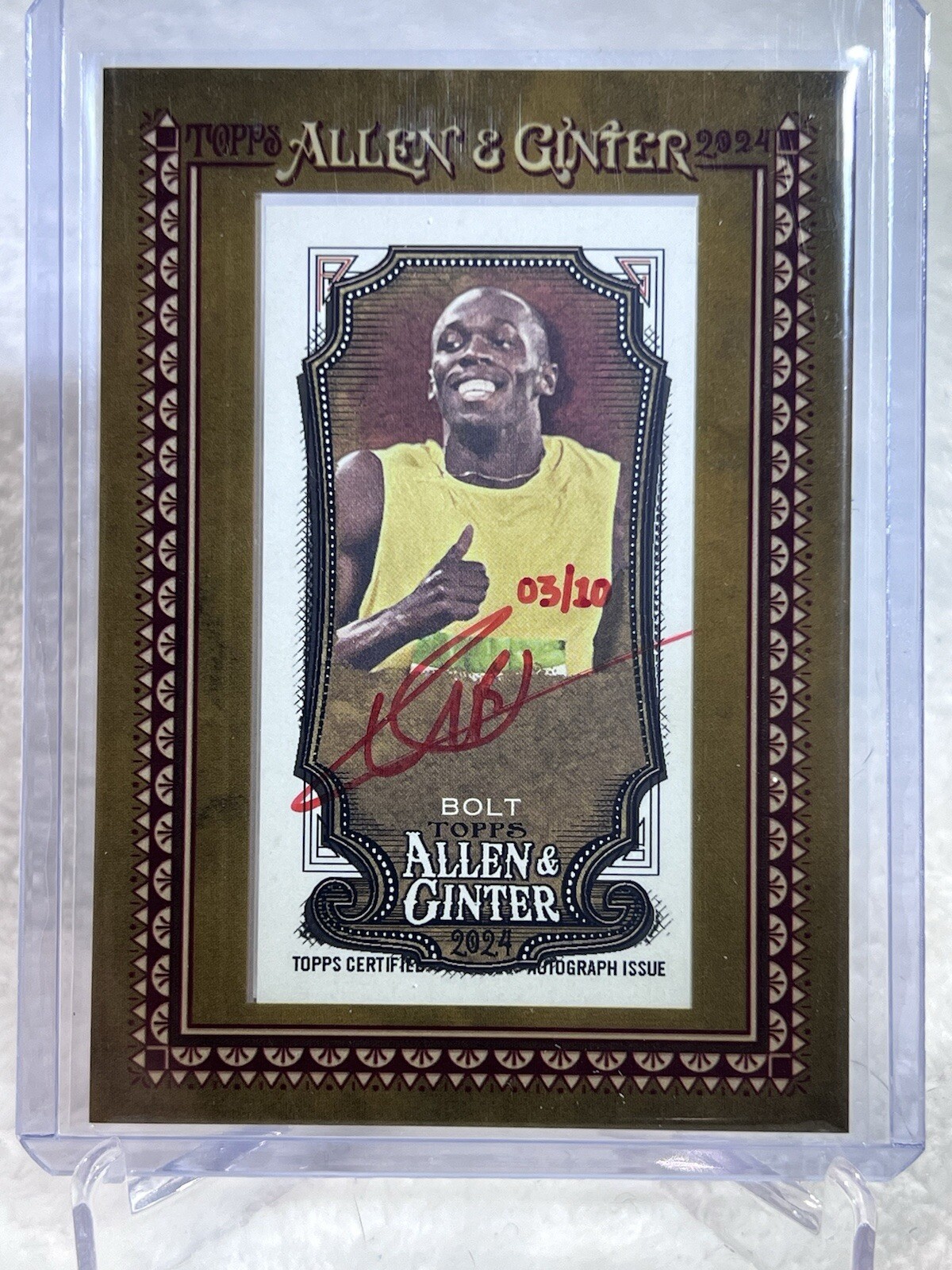 2024 Topps Allen and Ginter Usain Bolt Framed Mini Super Rare Red Ink ...