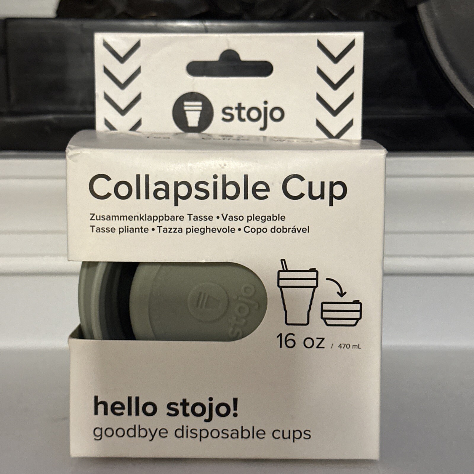 Stojo Collapsible Travel Cup with Straw~Sage Green~16oz / 470ml, NIB | eBay