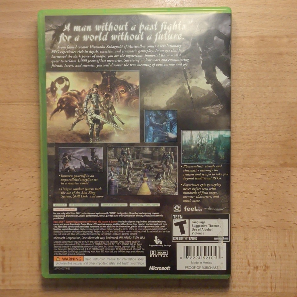 Lost Odyssey Microsoft Xbox 360 4-Disc Set w/ Case Manual - All Discs ...