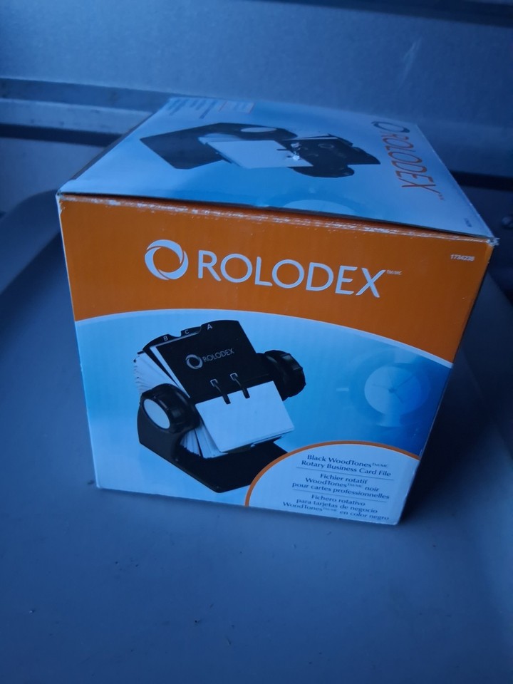 Rolodex Rotary Business Card File Black Woodtones New In Box 200 Cards ...