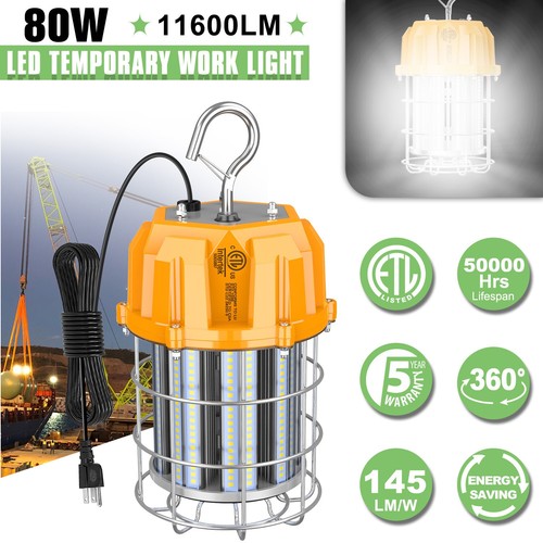 80W LED Temporary Work Light Construction Hanging Workshop Lamp Jobsite ...