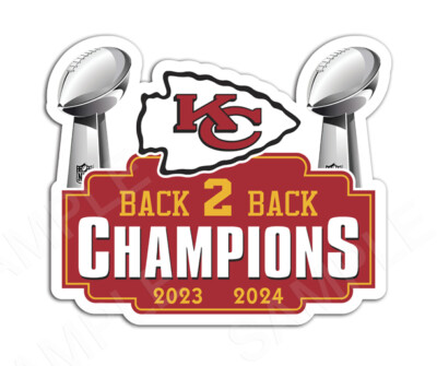 Kansas City Chiefs Super Bowl Back to Back Championships Vinyl Stickers ...