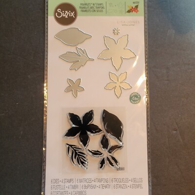 Sizzix Framelits Die & Stamp Set 6 Dies 4 Stamps Seasonal Flowers ...