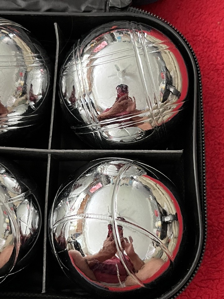 6 French Balls Stainless Metal Steel Boules Set Carry Case Garden Game ...