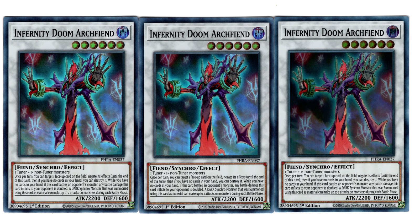 Yugioh- 3X Infernity Doom Archfiend - Super Rare - 1st Edition - PHRA ...