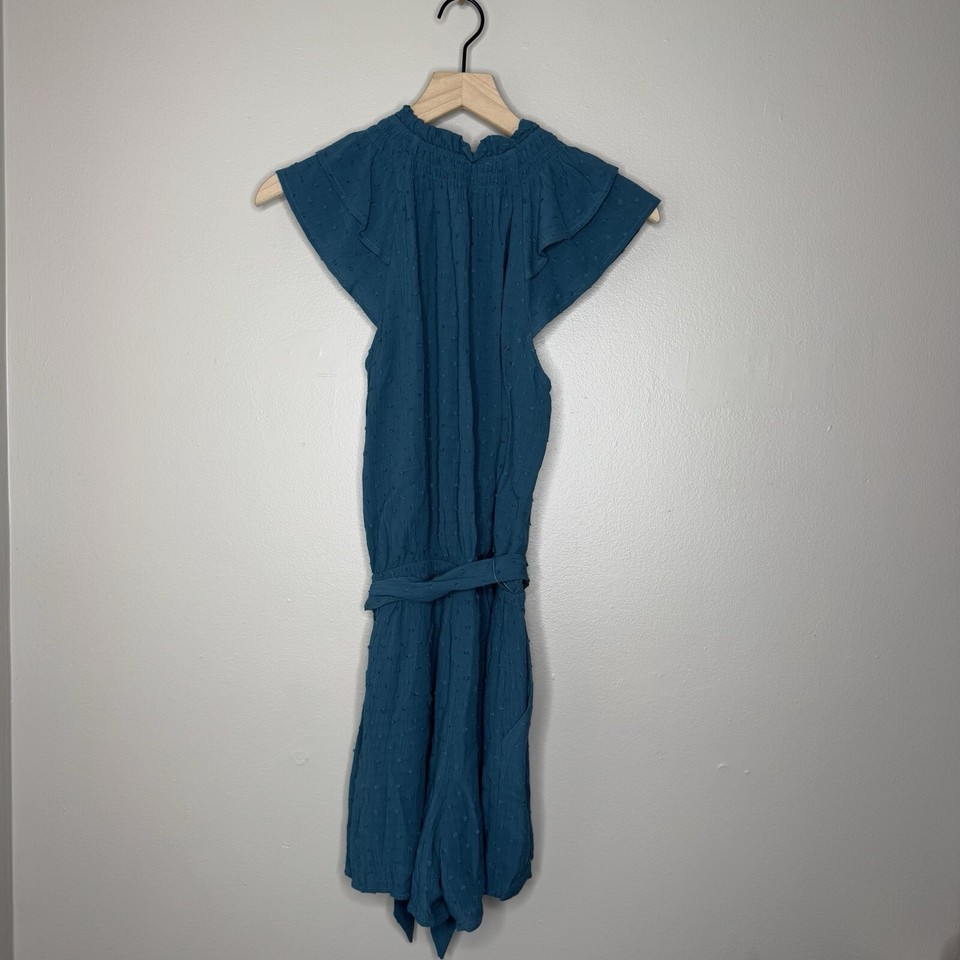 Ann Taylor LOFT Womens Size XS Teal Flutter Sleeve Clip Dot Button ...