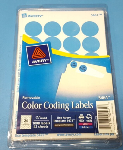 Avery Light Blue Labels, 5461, Removable Adhesive,3/4" Diameter, 1,008 ...
