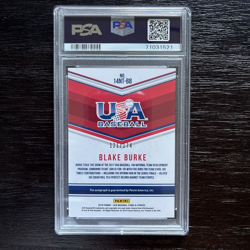 BLAKE BURKE 2018 Panini USA Stars & Stripes Auto Autograph /174 PSA 10 ...