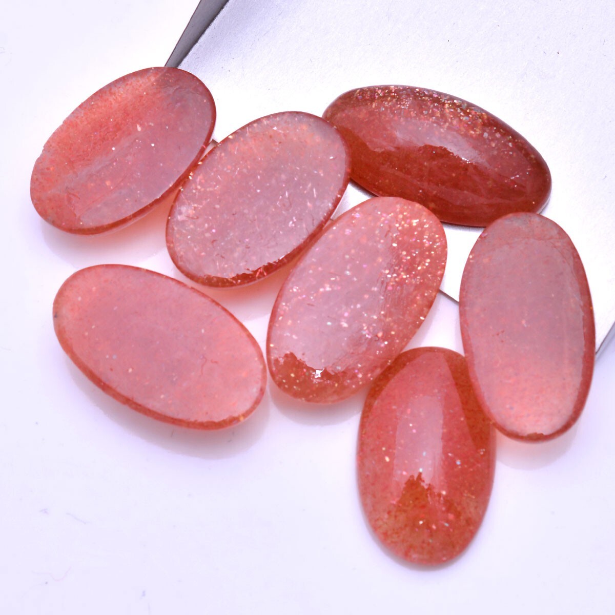 7 Pcs Natural Sunstone Top Quality 22mm-26mm Oval Cabochon Untreated ...