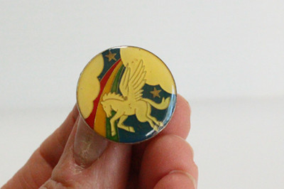 PEGASUS PIN, White Pegasus w/ Rainbow, Round METAL pin, gift for girl ...